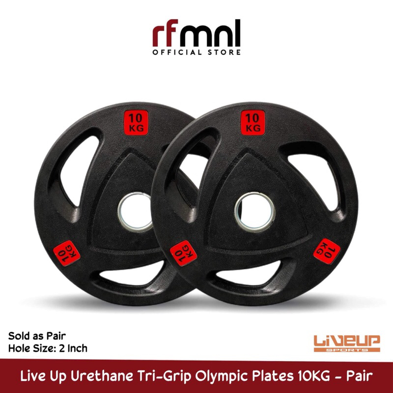 Live Up Tri-Grip Urethane Olympic Plates 10kg-Pair | Shopee Philippines