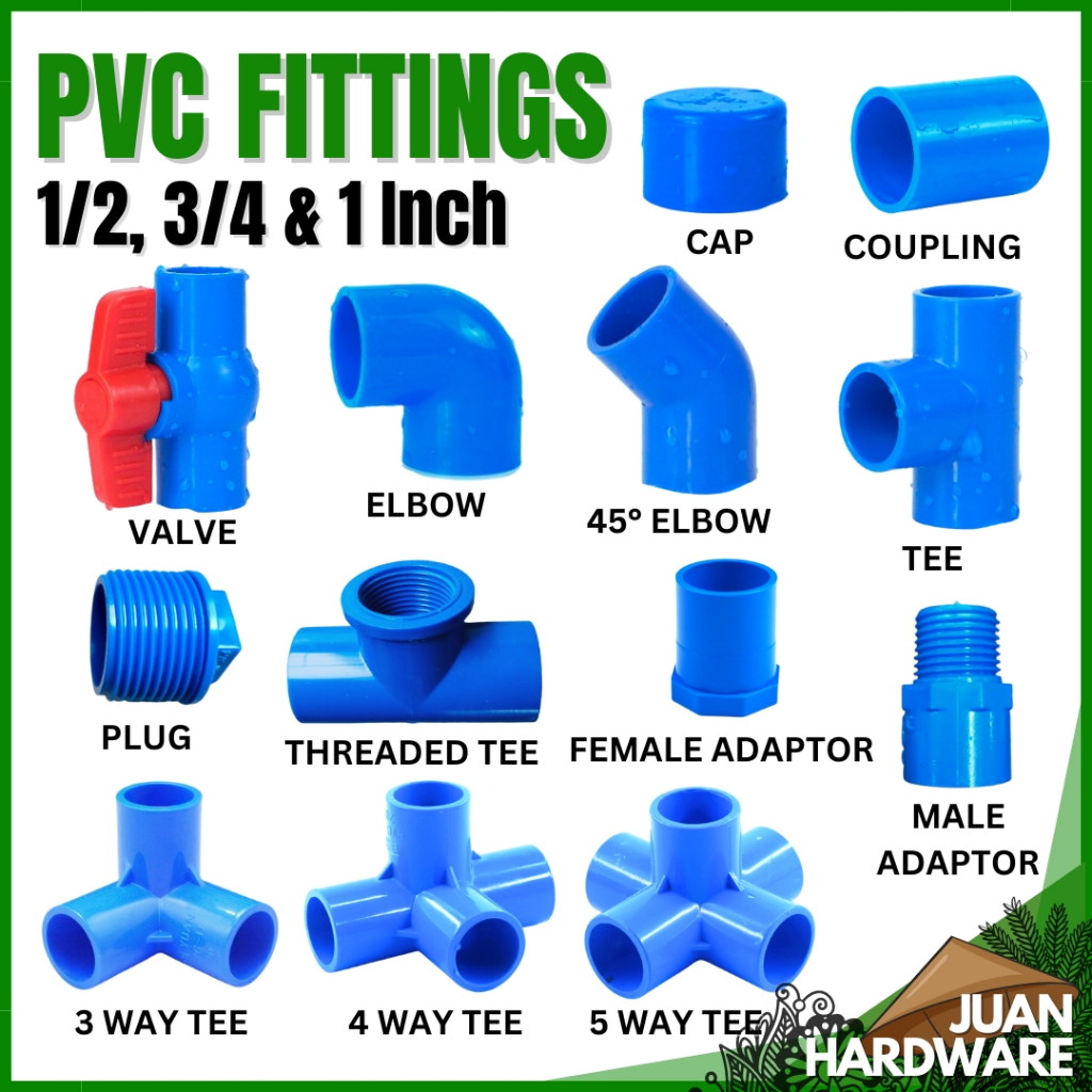 PVC Blue Fittings 1/2, 3/4, and 1 inch Pipe Fitting Polybutylene Pipe ...