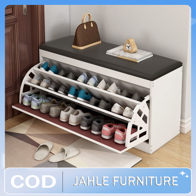 Wooden Shoe Cabinet With Seat Cushion