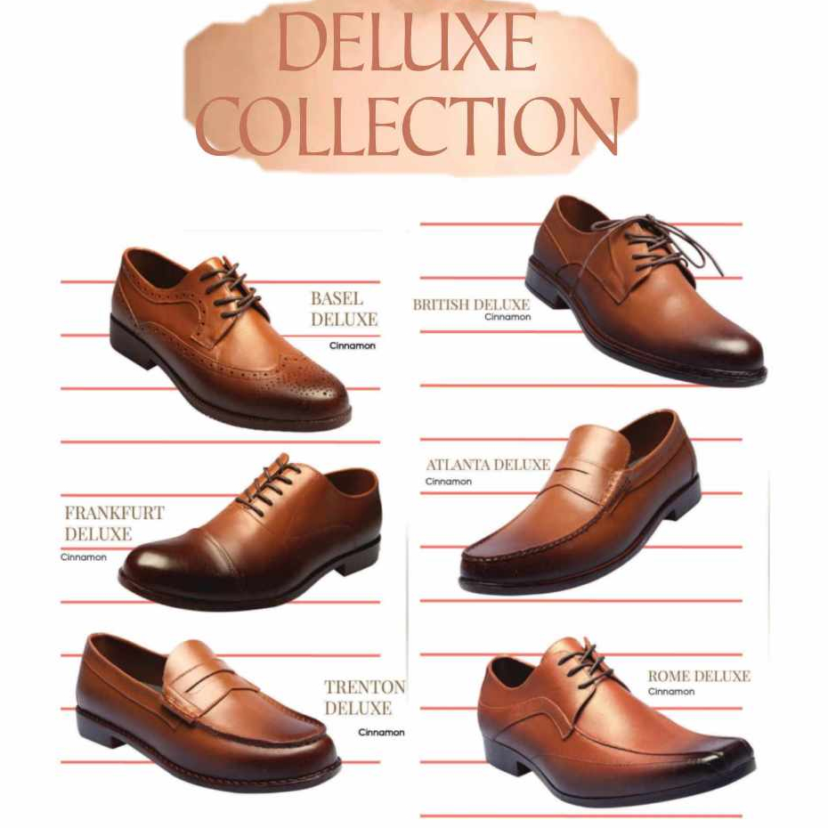 DELUXE COLLECTION - Easysoft Shoes - Brown / Cinnamon Leather-Like Mens ...