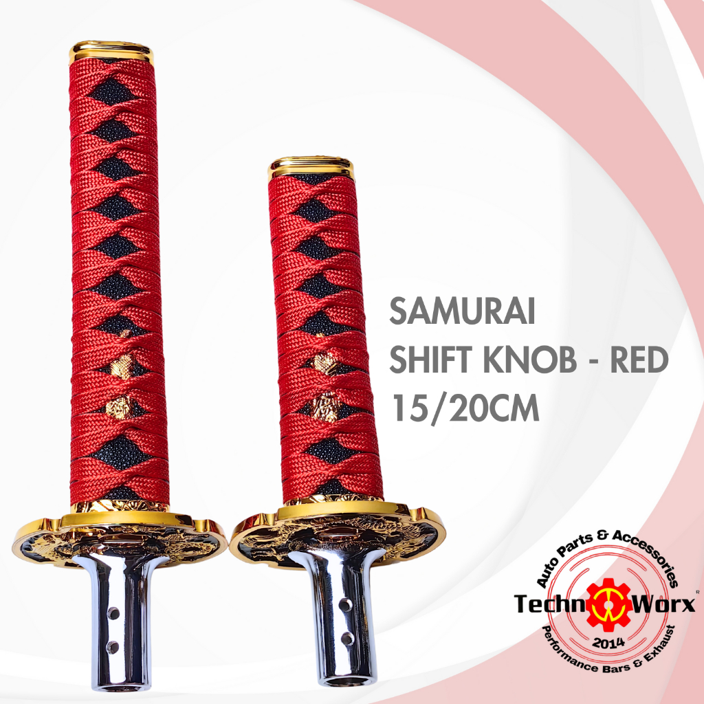 SAMURAI SHIFT KNOB MANUAL RED 15cm 20cm Katana Samurai Sword Shifter ...