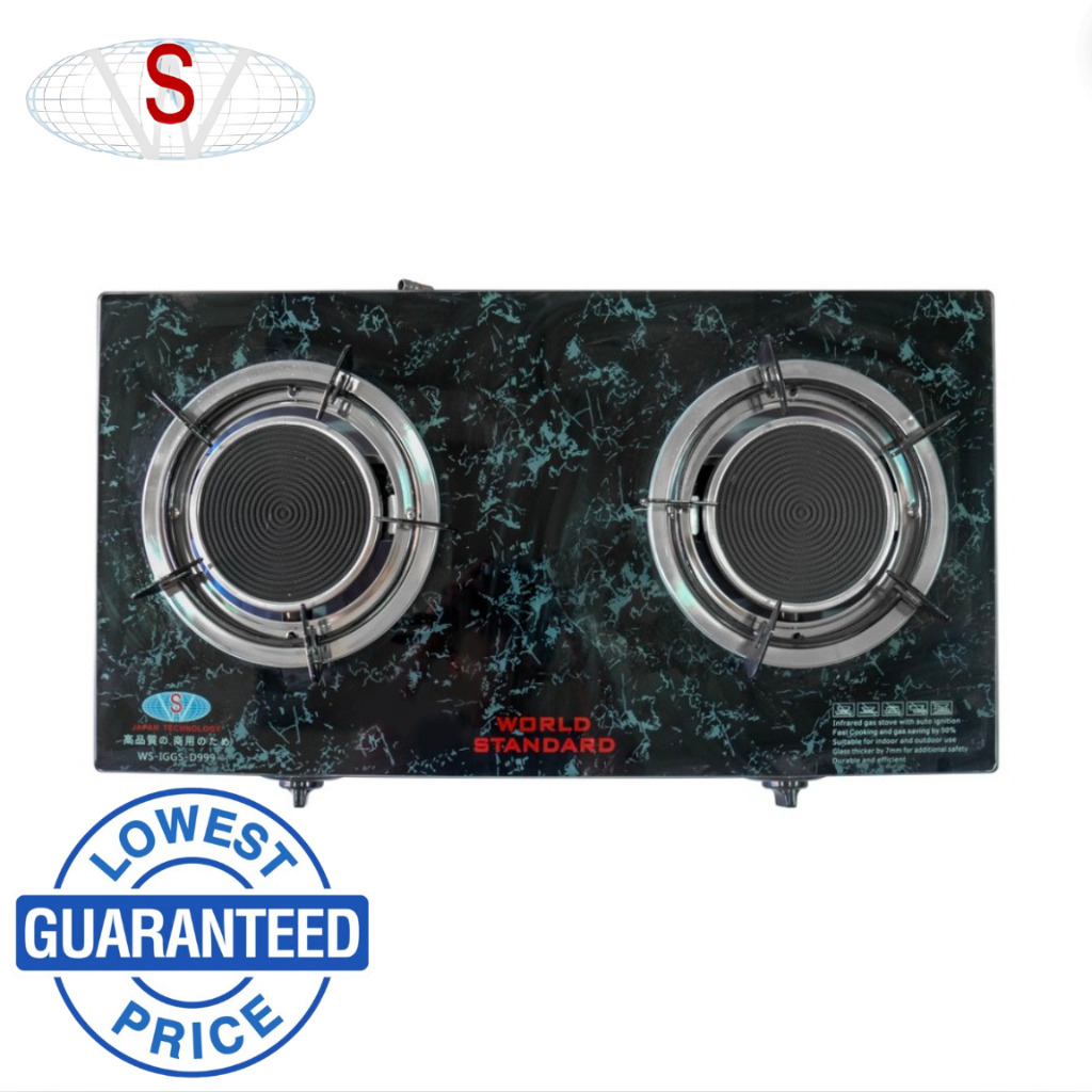World Standard Infrared Gas Stove Tempered Glass Top Double Burner Gas ...