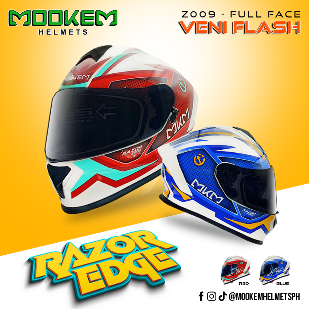 Mookem Helmet Z009- Veni Flash - Razor Edge - Face Dual Visor Helmet ...