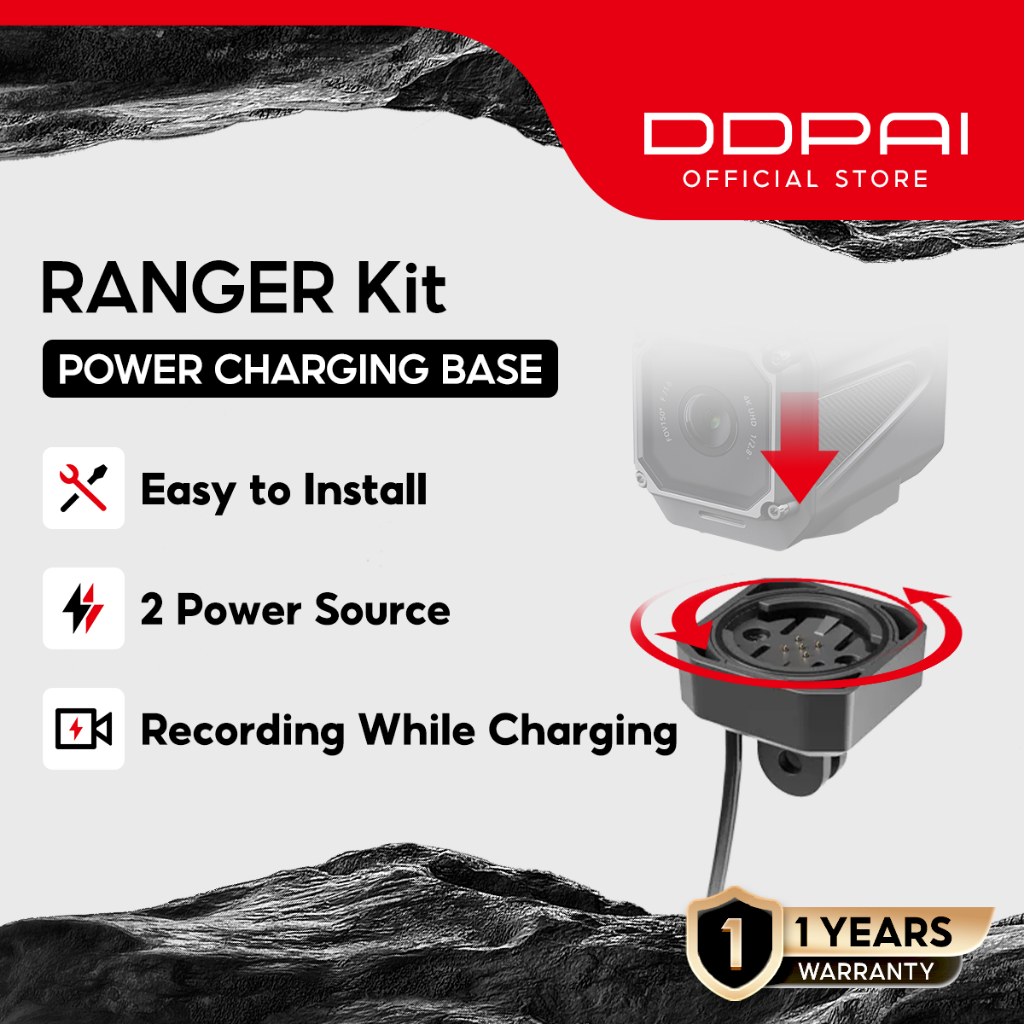 DDPAI RANGER/RANGER M1 Motorcycle DashCam Hardwire Kit Charging Base ...