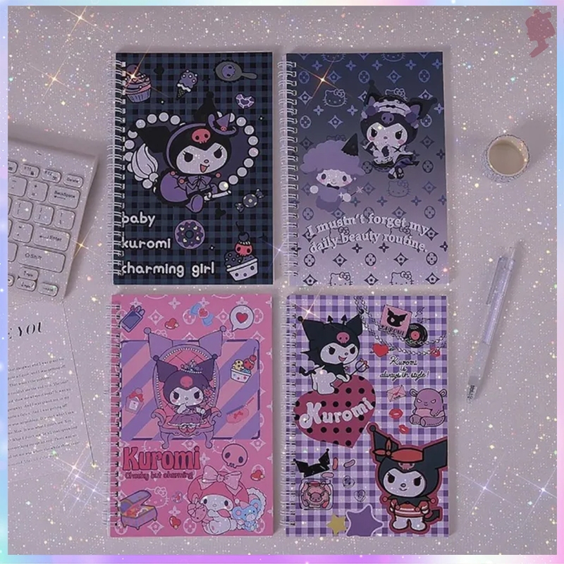 4PCS Student Kuromi A5 Notebook Handbook Cartoon Spiral Notebook Diary ...