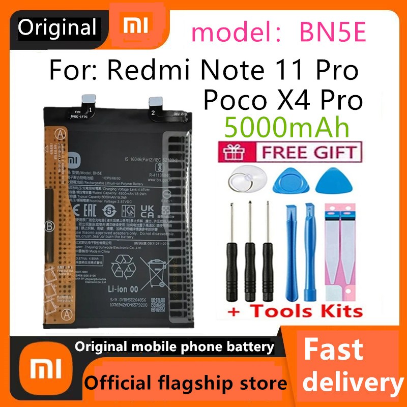 Original factoryl xiaomi BN5E For Redmi Note 11 Pro/ POCO X4 Battery replacement 5000mAh+ Gift ...