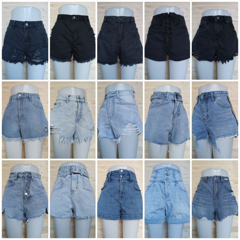 Denim Shorts for Women High Waist Mid Low Waist Cleancut Tattered Maong ...
