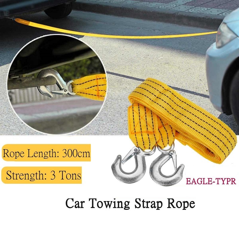 3M Car Heavy Duty 3 Ton Car Tow Cable Tow Pull Rope With Hook Van Road ...