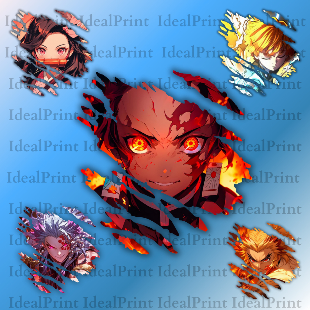 ANIME Sticker - DEMON SLAYER Anime Scratch Sticker Waterproof Vinyl ...
