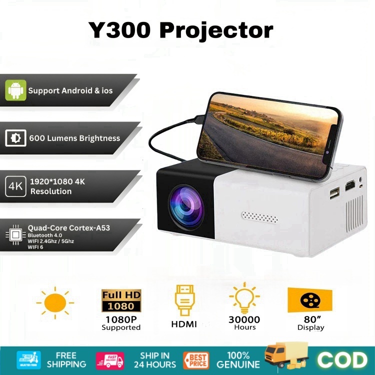 mini portable projector for phone 4K Ultra HD 1080P mobile home movie ...