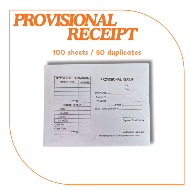 GENERIC PROVISIONAL RECEIPT with duplicate | Shopee Philippines