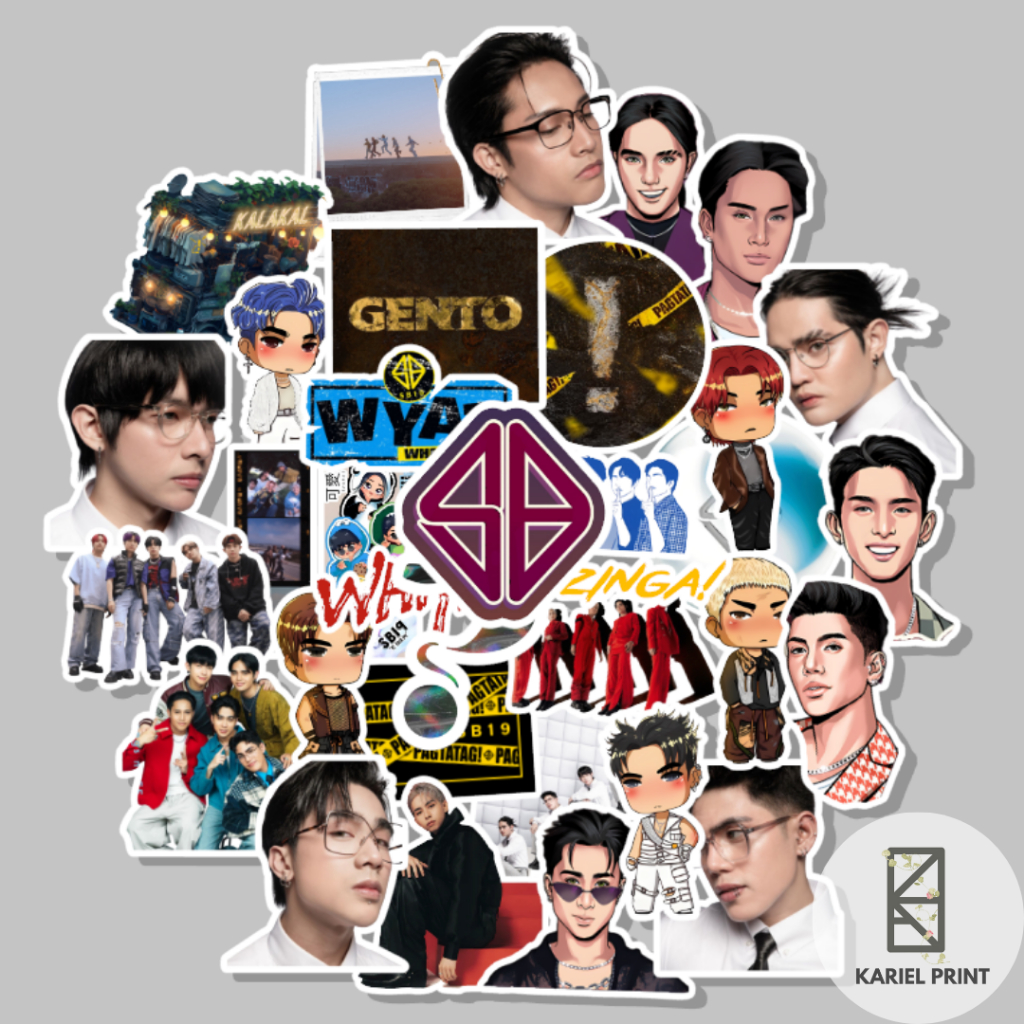 34pcs SB19 Ppop Boy Group Laminated Stickers [34pcs/1.8 inches Water ...