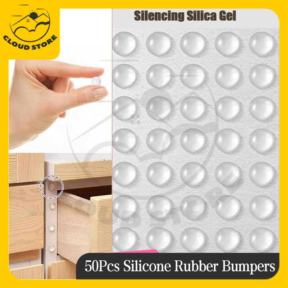 50Pcs Round Silicone Rubber Bumpers Self-Adhesive Clear Anti-Slip Shock ...