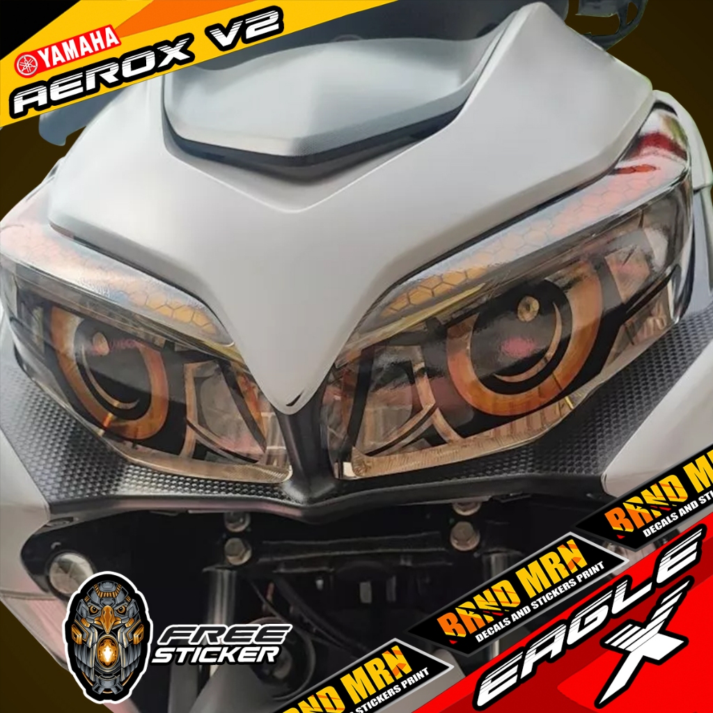 YAMAHA AEROX V2 HEAD LIGHT EYE STICKER TINT PROTECTOR XSERIES DESIGN ...