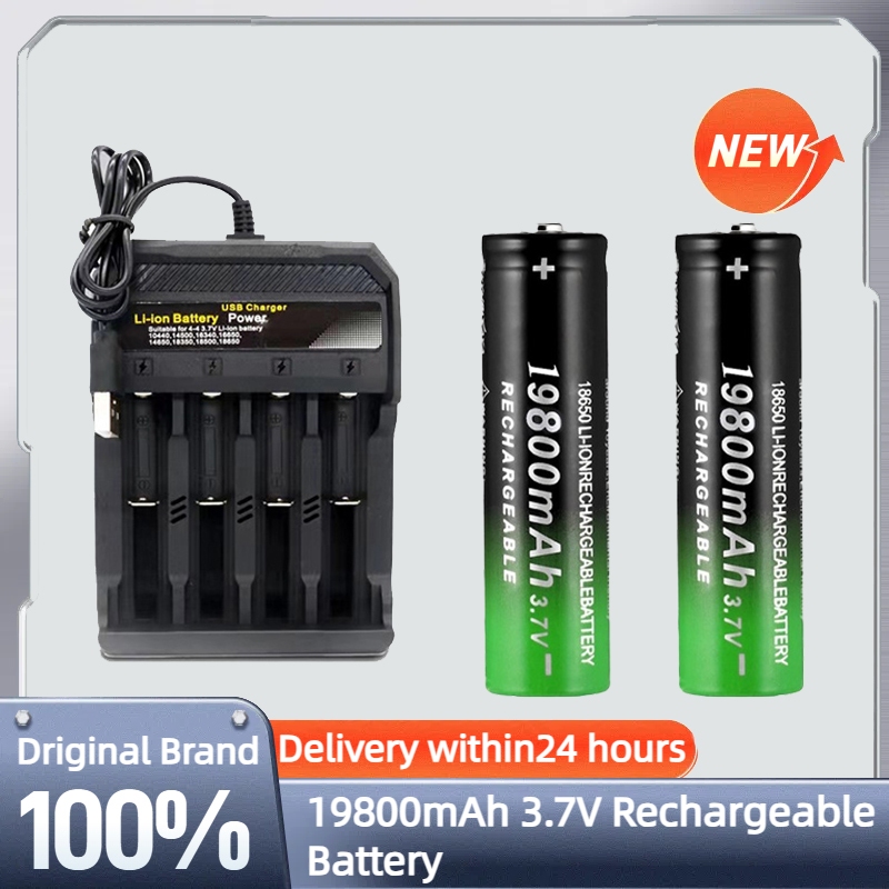18650 3.7V Rechargeable Battery 19800/9900mAh Li-ion Large Capacity Battery For Flashlight/fan ...