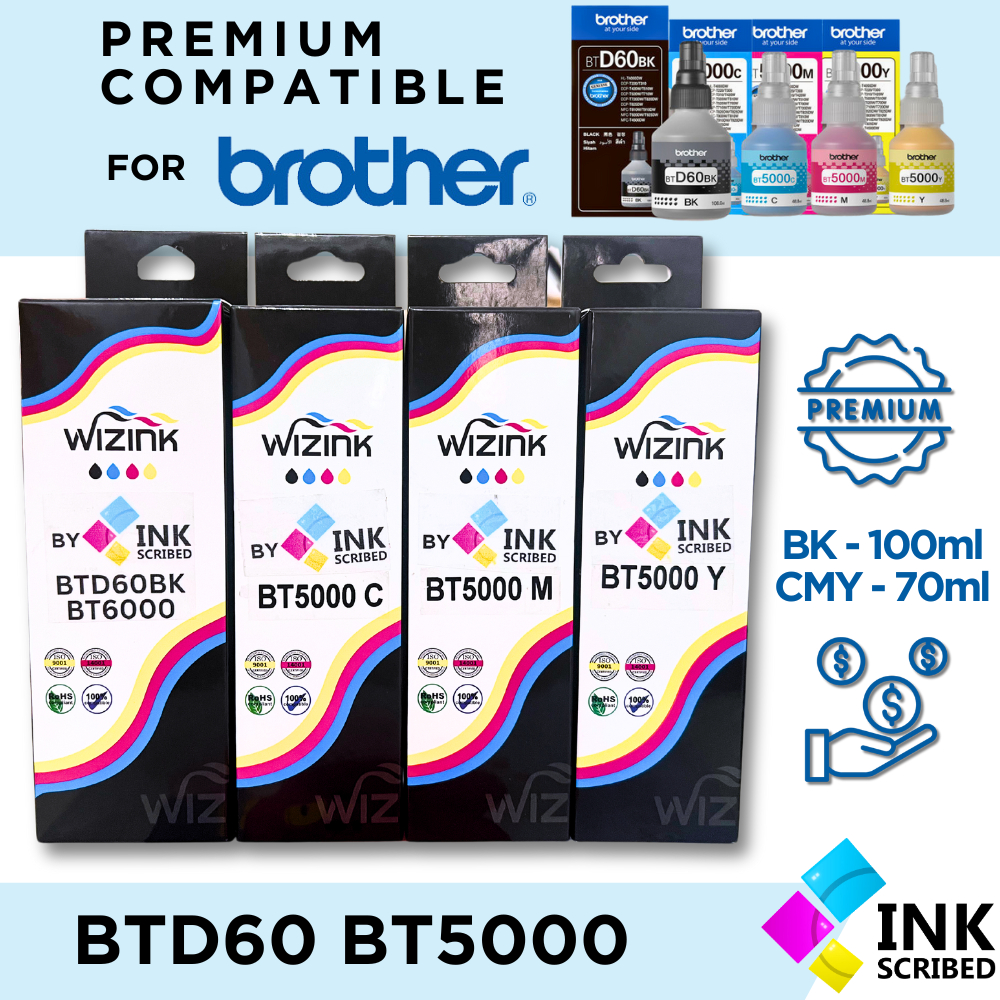 INKSCRIBED BTD60BK BT5000C BT5000M BT5000Y Ink for BROTHER DCP-T420W ...