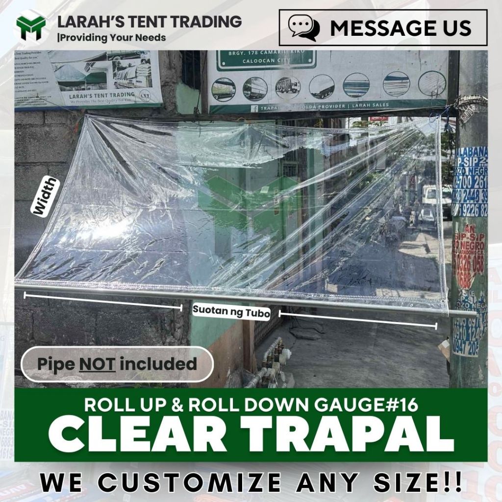 Gauge #16 ROLL UP & DOWN CLEAR TRANSPARENT HIGH QUALITY CLEAR TARPS ...