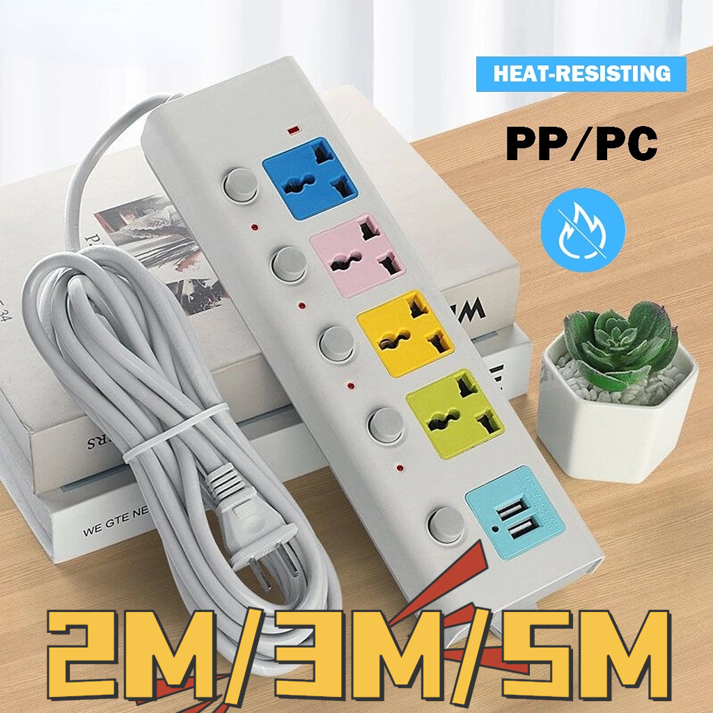 Multi-Function Socket Extension Outlet with 4 Power Socket AND 2 USB ...