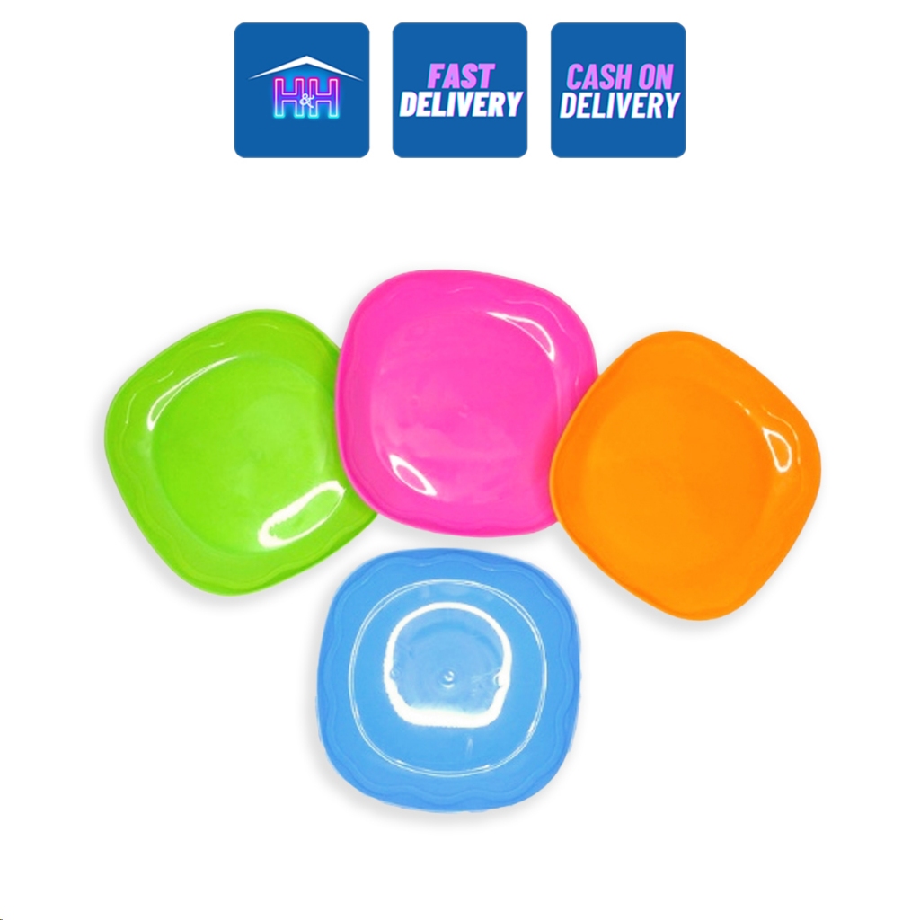 H&H Square Plastic Plates - with Design Colorful Dinner Plate Plato ...