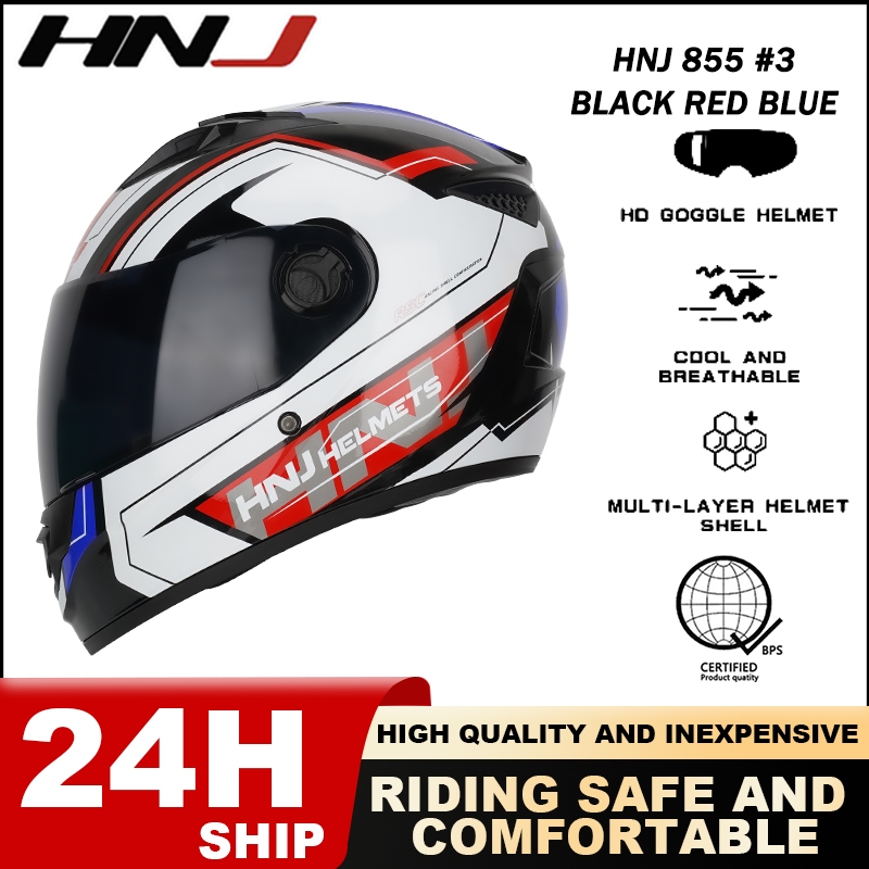 HNJ 855 Tinted Visor Helmet Full Face for Motorcycle Men and Women With ...