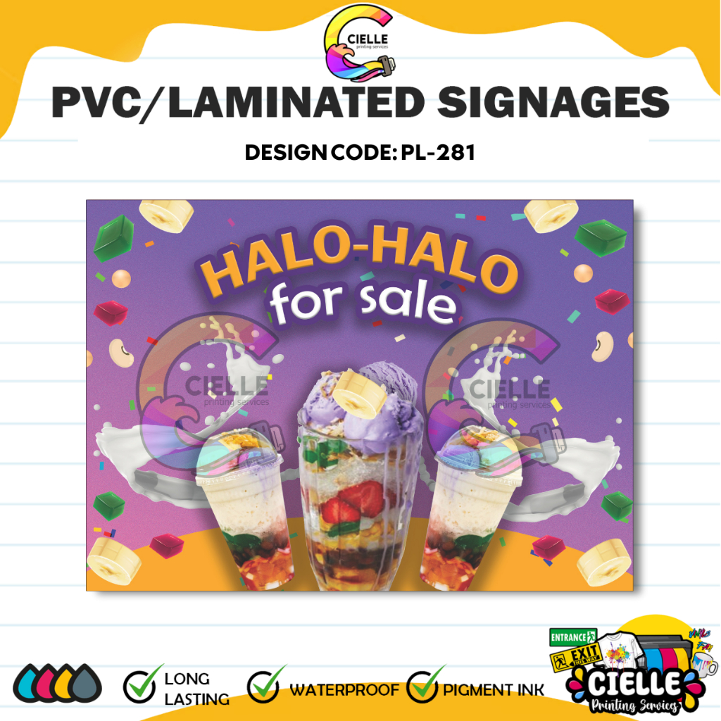 PVC/LAMINATED/STICKER SIGNAGES (PL-281) - HALO-HALO FOR SALE - Sari ...