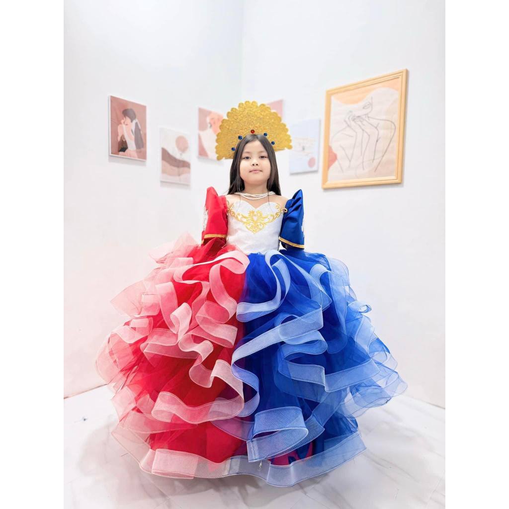 BFCM Filipino Flag Gown Cultural Gown/Dress Large Frill with Crown ...