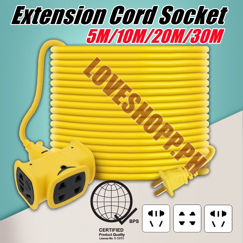 5/10/20/30M Extension Cord Extra long Plug-in Power Strip Electric ...