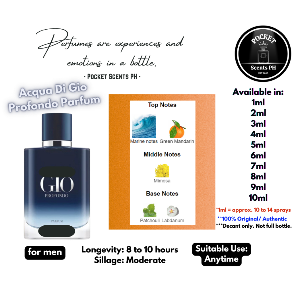 [PSPH] ADG Profondo Parfum - 1ml to 5ml - [DECANT] | Shopee Philippines