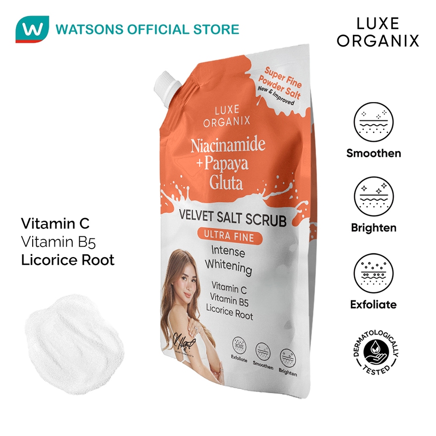 LUXE ORGANIX Niacinamide Plus Papaya Gluta Velvet Salt Scrub 300g ...