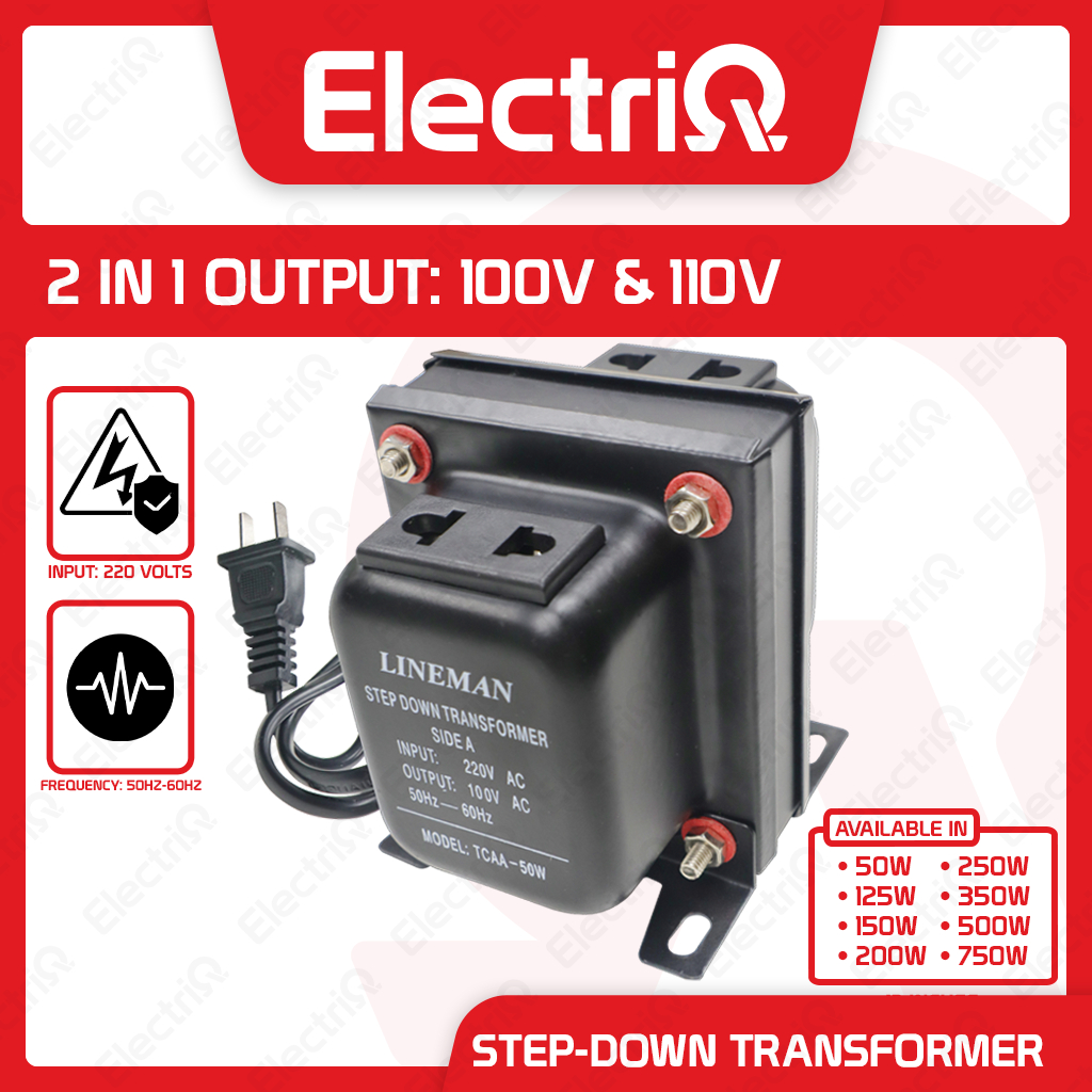 Electriq l Lineman 2-in-1 Step Down Transformer 220V to 110V & 100V Stepdown Converter | Shopee ...