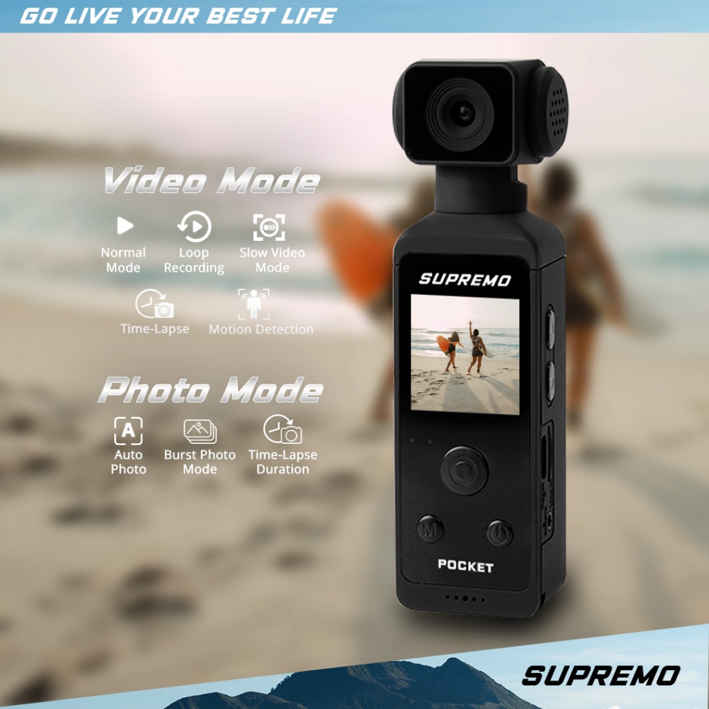 Supremo Ultra HD Pocket Action Camera - Black 1.3" HD the front LCD ...