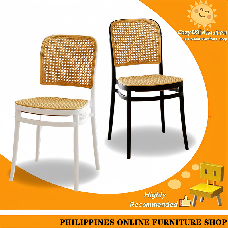 CozyIKEA Nordic Plastic Rattan Chair Dining Chair Home Stackable ...