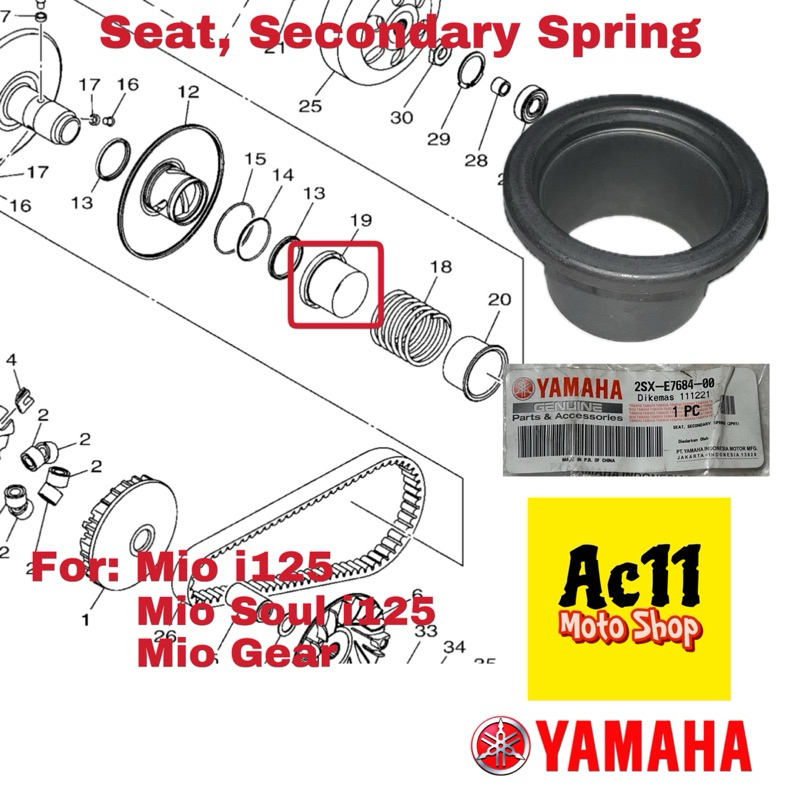 Seat, Secondary Spring YAMAHA GENUINE for Mio i125, Mio Soul i125, Mio ...