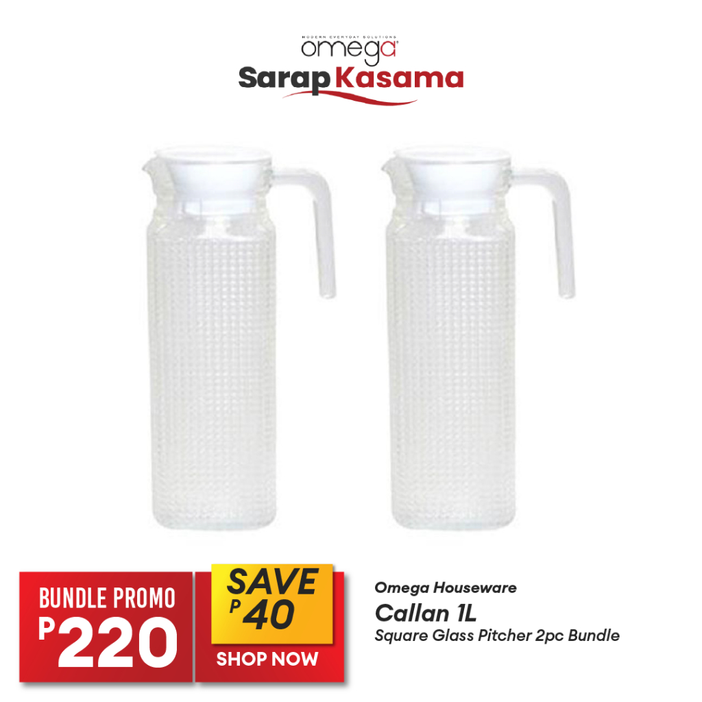 Omega Houseware Callan 1L Square Glass Pitcher 2pc Bundle | Shopee ...