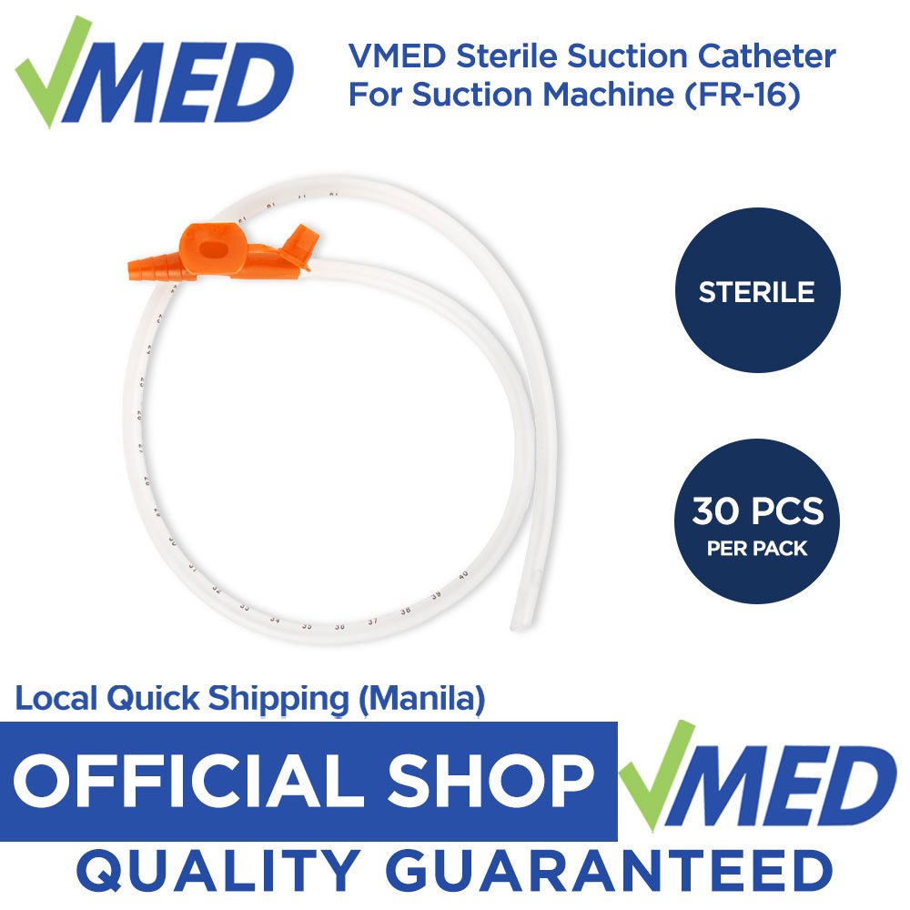 VMED Sterile Suction Catheter For Suction Machine (FR-16) - 30pcs ...
