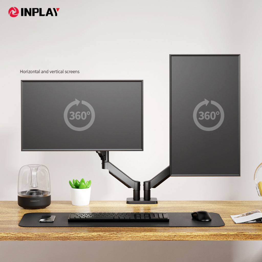 Inplay KMT-3 Dual Monitor Mount Full Adjustable Monitor Stand with C ...