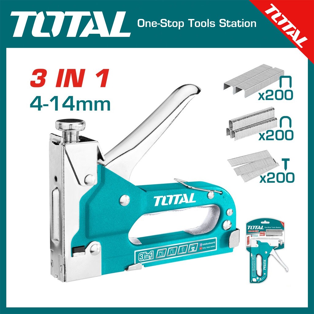 TOTAL THT31143 Adjustable Drive Staples 3-in-1 Staple Gun Nail Gun ...