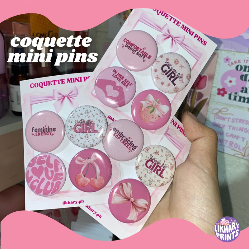 4pcs Coquette Pink Mini Button Pins Badge Pins | Shopee Philippines