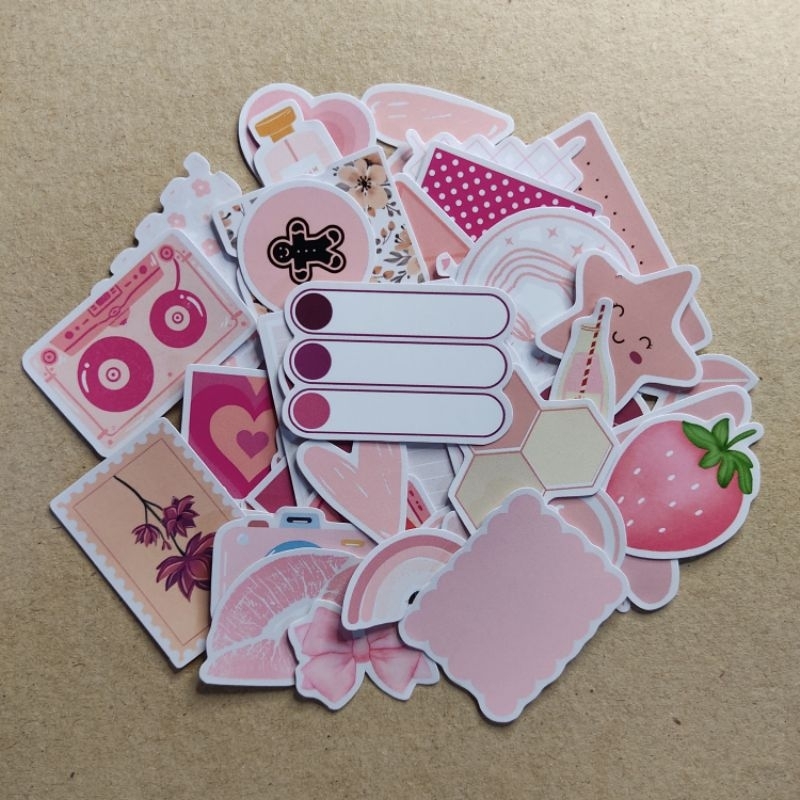 51pcs Pink Themed Sticker Pack Journal Design Scrapbook Decorations ...