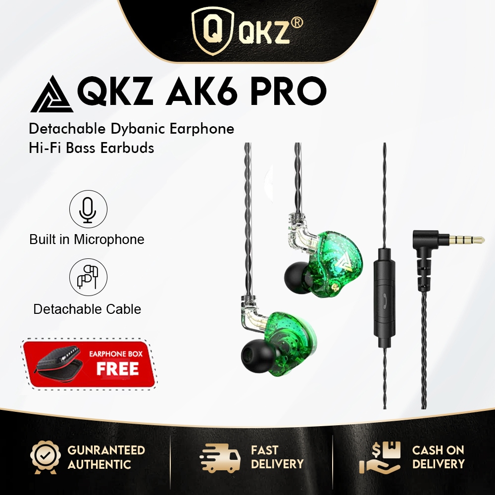 QKZ AK6 Pro HiFi Wired Earphone Dual Dynamic Bass Headphones with Mic ...