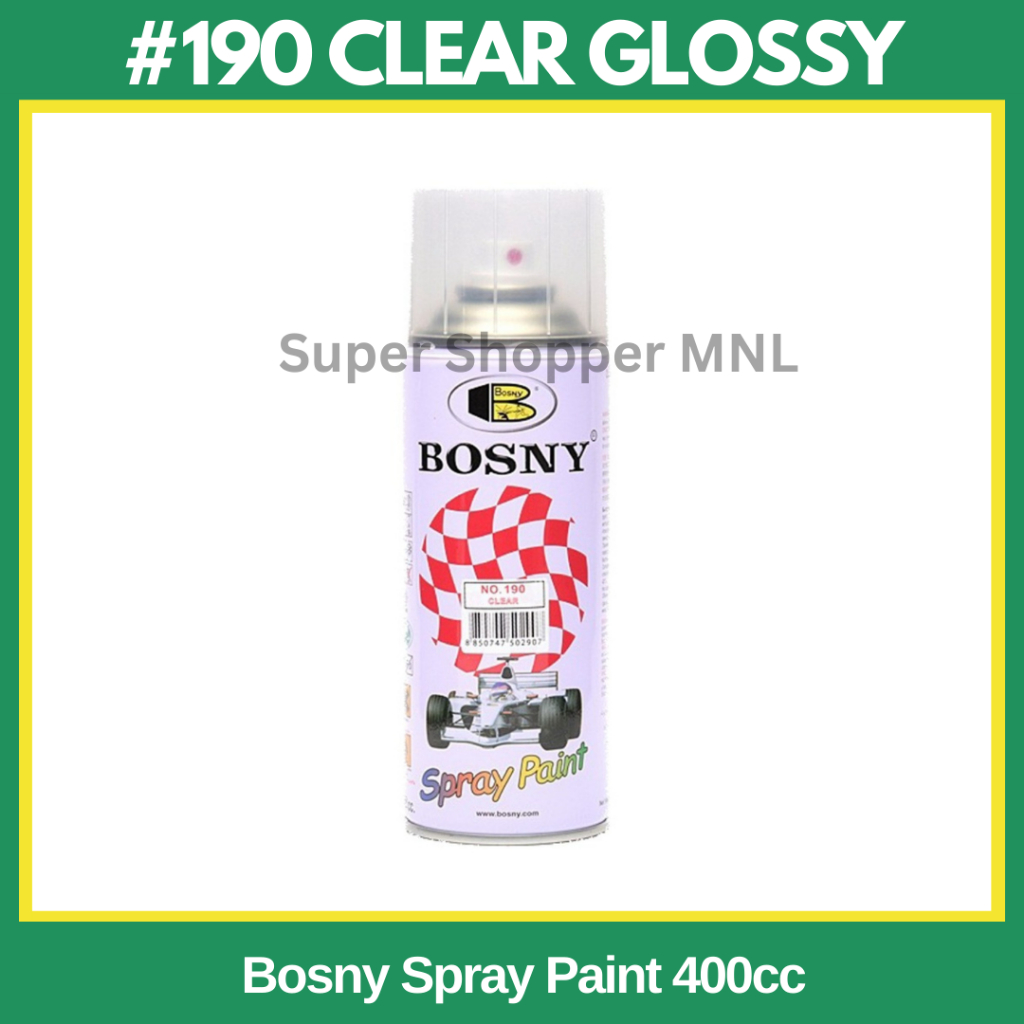 #190 Clear - Glossy Topcoat - Bosny Spray Paint 400cc | Shopee Philippines