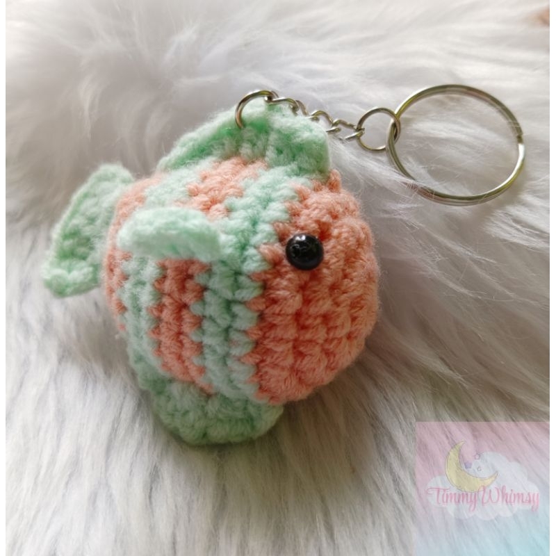 Amigurumi Animal Two-color Fish Crochet Keychain Bag Charm Handmade ...
