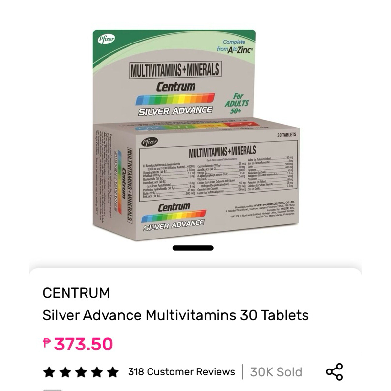 CENTRUM Silver Advance Multivitamins 30 Tablets | Shopee Philippines