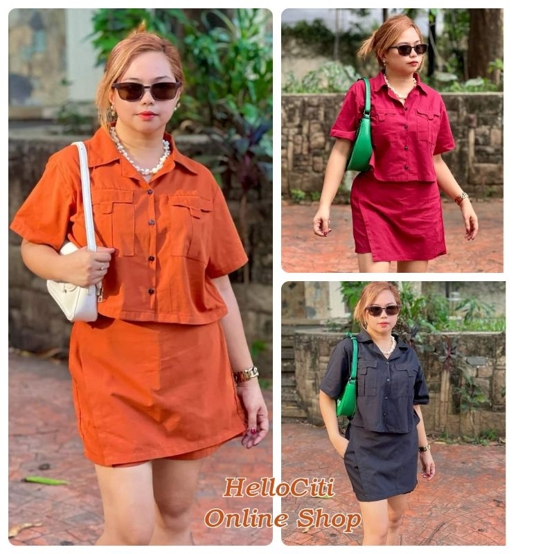 HCOs BELLIE COLLARED POLO AND TERNO SKORT COTTON LINEN FABRIC| With ...