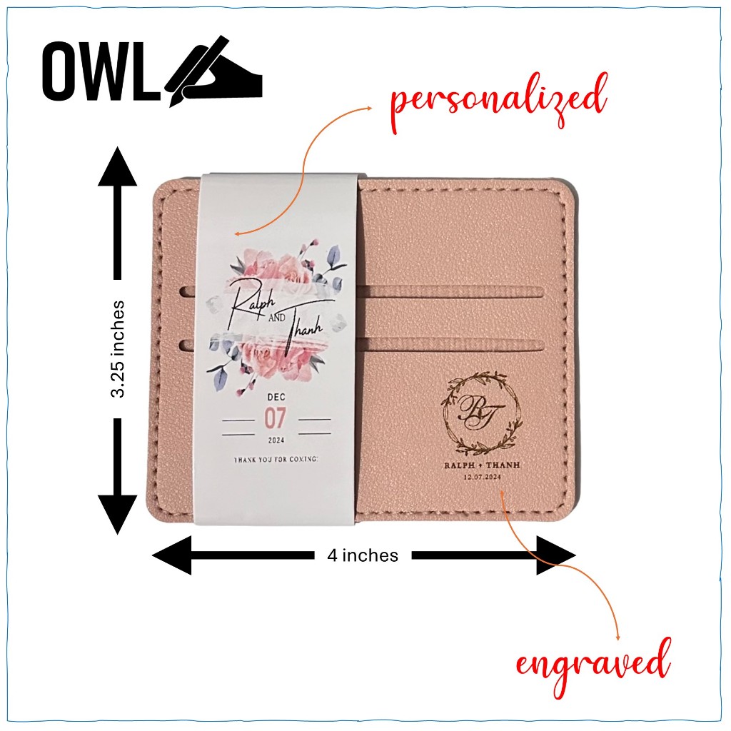 Personalized card holder with engraved monogram and personalized sleeve ...