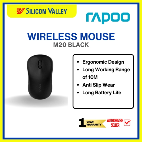 Rapoo M20 Black Wireless Optical Mouse | Shopee Philippines