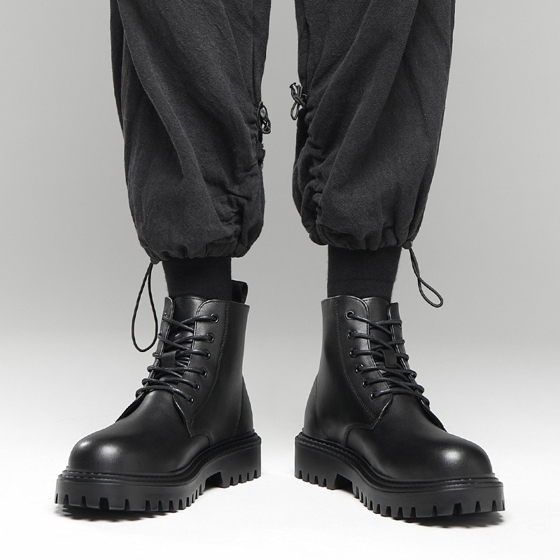 Size 39-44 Men's Chelsea Workwear Boots British Mid Top Leather Shoes ...