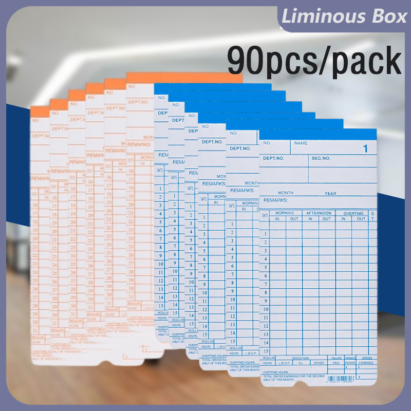 95pcs Standard Clock Time Card 2-sided Monthly Time Cards For Employee ...