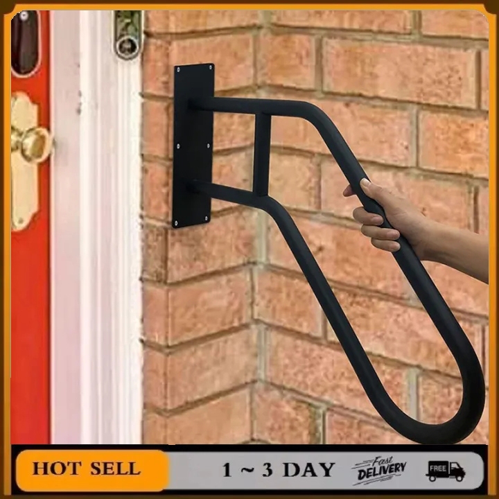 Wall Mount Handrail Outdoor Steps Metal Stair Railing Bent Grab Hand ...