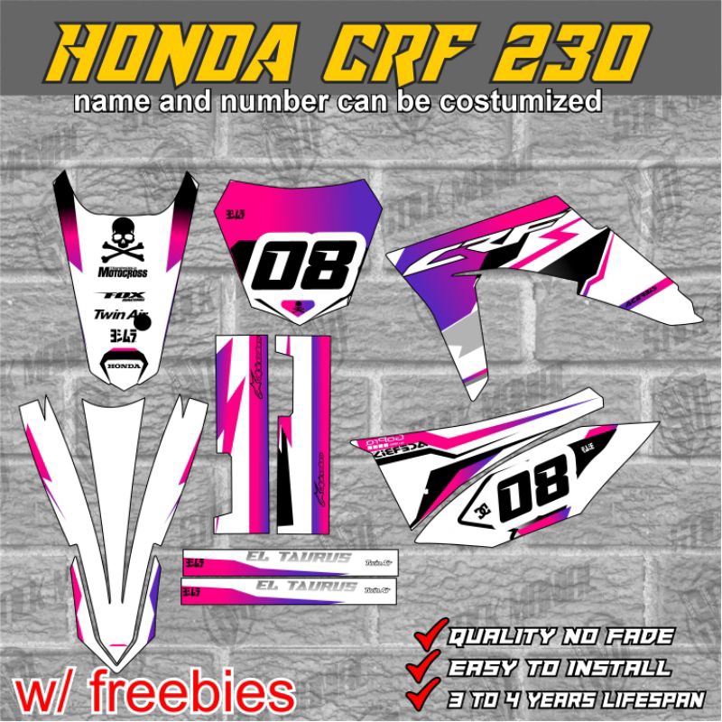 Honda CRF 230 decals stickers, laminated | Shopee Philippines